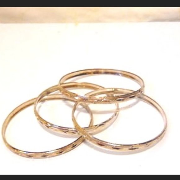 Jewelry | 4piece Silvertone Diamondcut Bangles | Poshmark